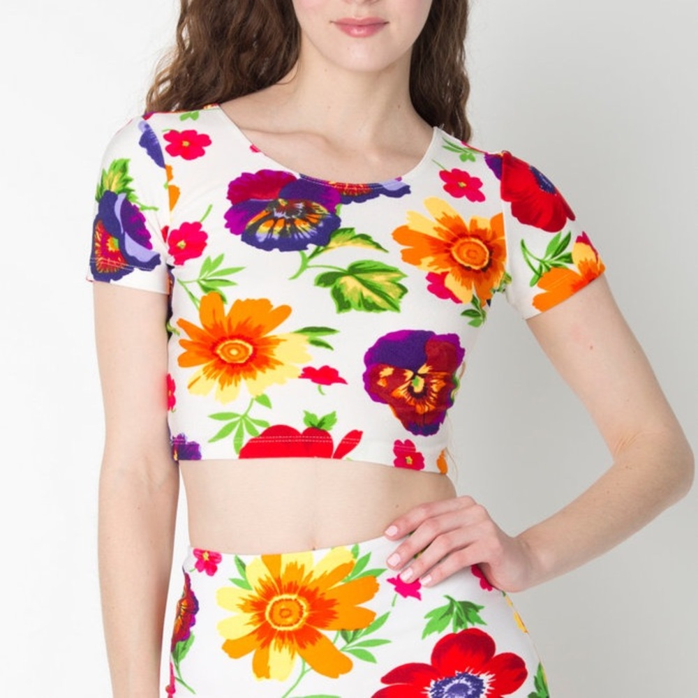 American Apparel Cali Sun & Fun Floral Crop Top - Gem